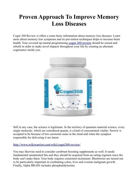 Proven Approach To Improve Memory Loss Diseases Proven Approach To Improve Memory Loss Diseases