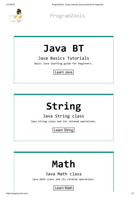 ProgramZools - Enjoy Learning Java exclusively for beginners