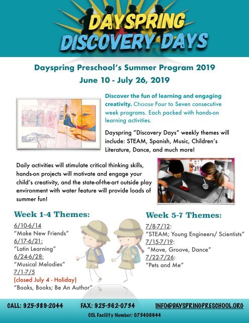 Dayspring Summer 2019 Onesheet
