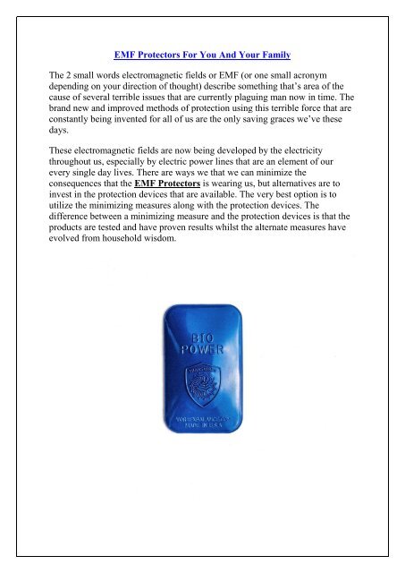 EMF Protectors For You And Your Family