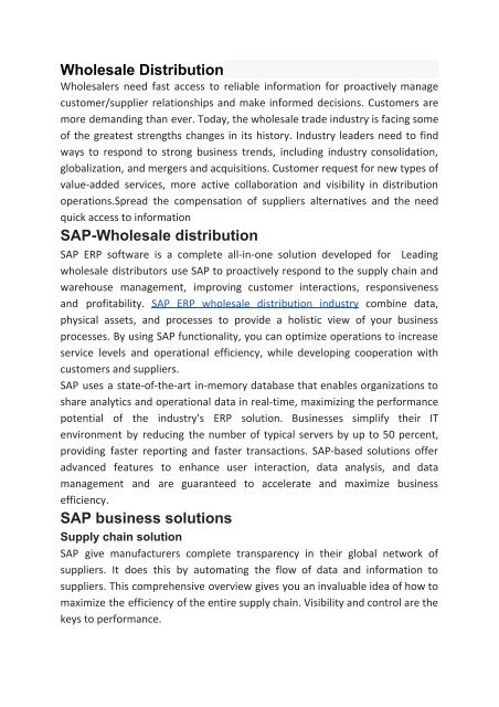 SAP ERP wholesale distribution industry