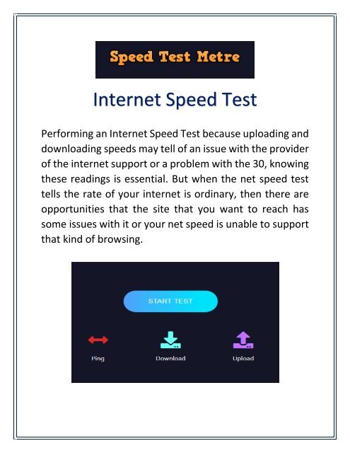 Best Internet Speed Test Tool - Speedtestmetre