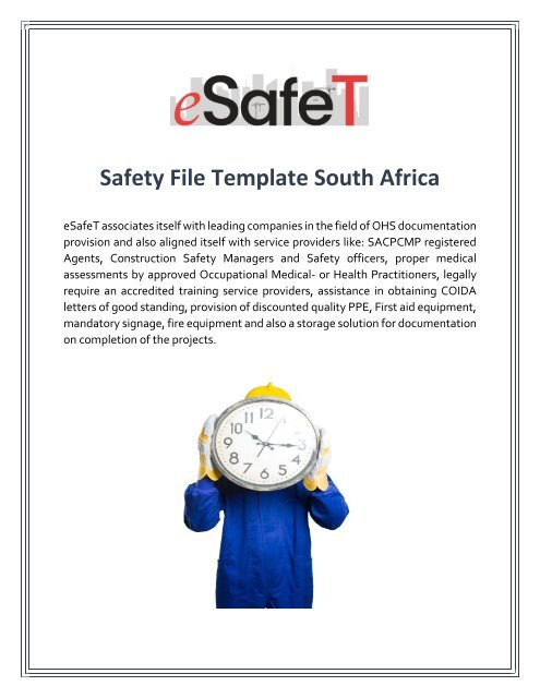 Safety File Template South Africa
