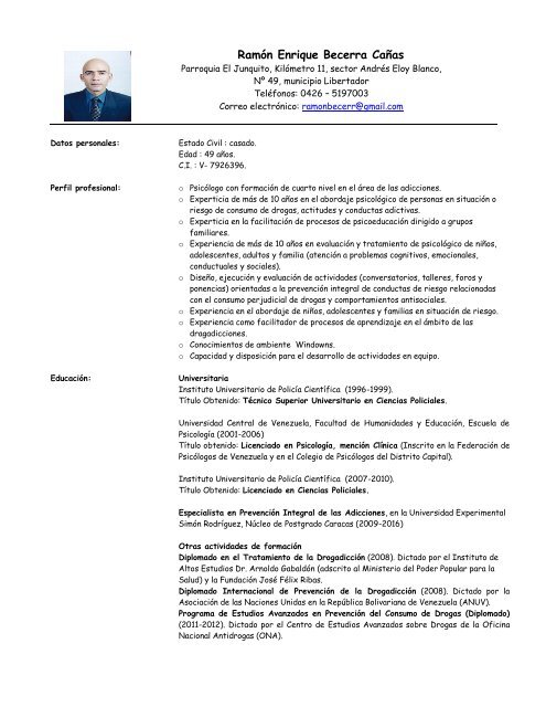 Curriculum Ramon Becerra 2018