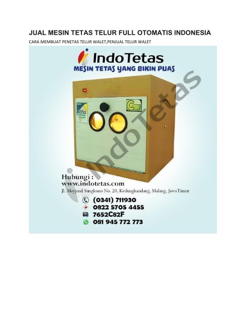 MESIN TETAS TELUR WALET -0822-5705-4455