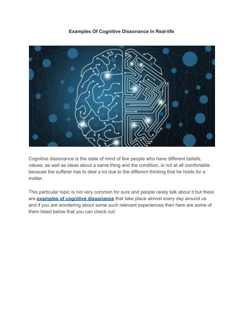 Examples Of Cognitive Dissonance In Real-life Examples Of Cognitive Dissonance In Real-life