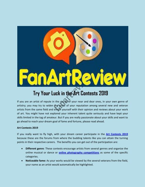 Try Your Luck in the Art Contests 2019