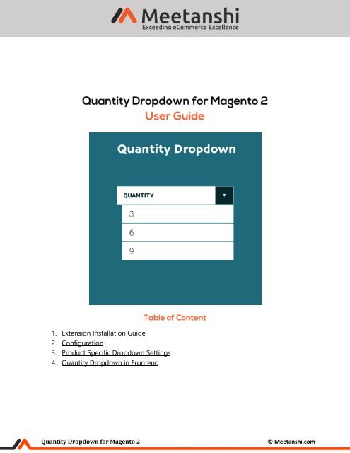 Magento 2 Quantity DropDown