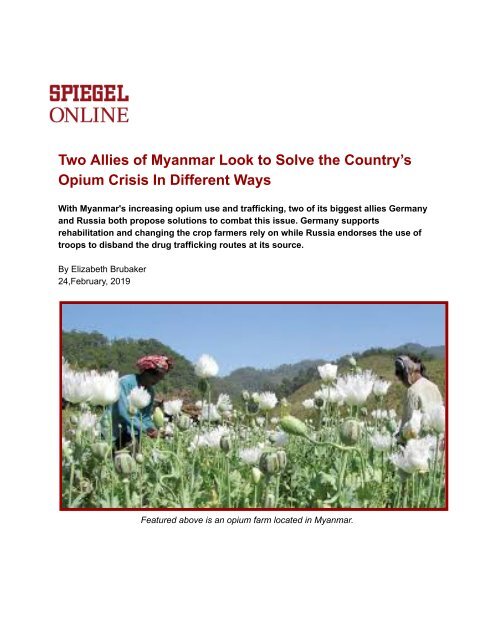 Two Allies of Myanmar Look to Solve the Country’s Opium Crisis In ...