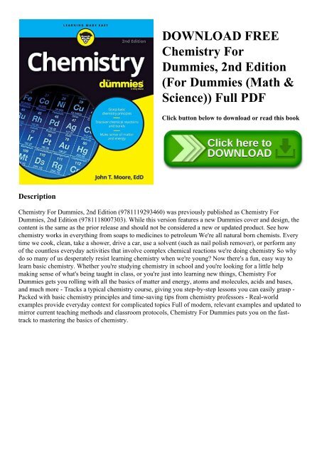 DOWNLOAD FREE Chemistry For Dummies 2nd Edition (For Dummies (Math ...
