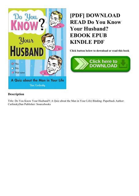 [PDF] DOWNLOAD READ Do You Know Your Husband EBOOK EPUB KINDLE PDF