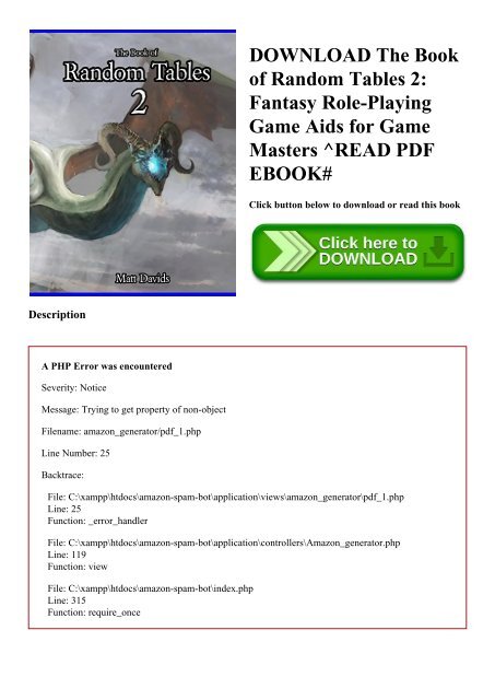 DOWNLOAD The Book of Random Tables 2 Fantasy Role-Playing Game Aids for ...