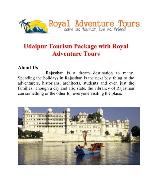 Udaipur Tourism Package with Royal Adventure Tours