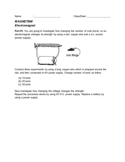 Making an Electromagnet Lab Worksheet (Uncomplete Version 1.0)