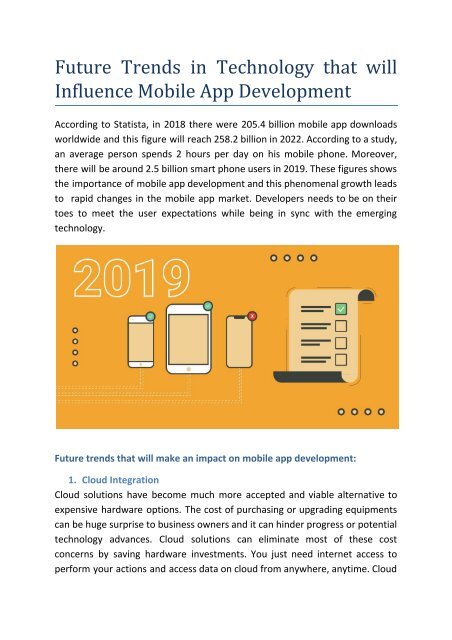 Future trends in technology that will influence mobile app development ...