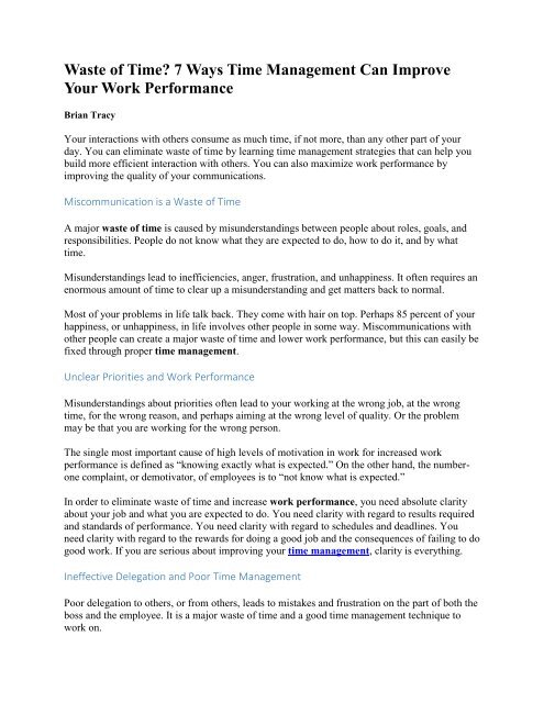 Time Management - Why people waste time