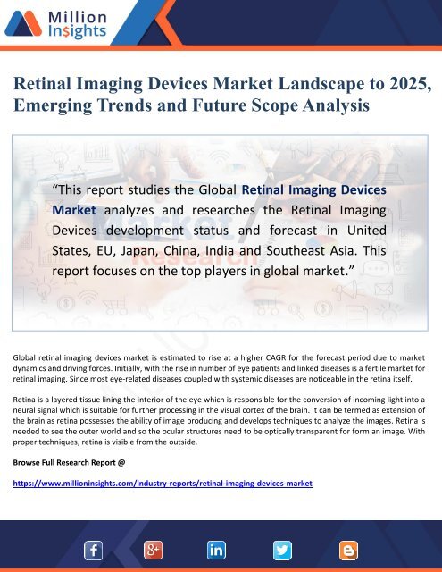 Retinal Imaging Devices Market Landscape to 2025, Emerging Trends and ...