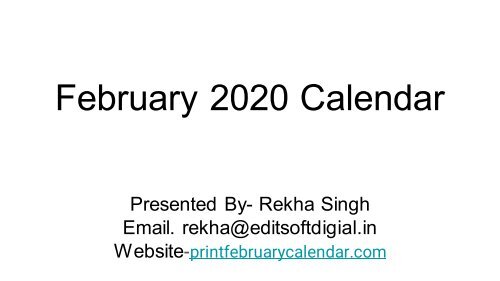 Best Free February 2020 Calendar