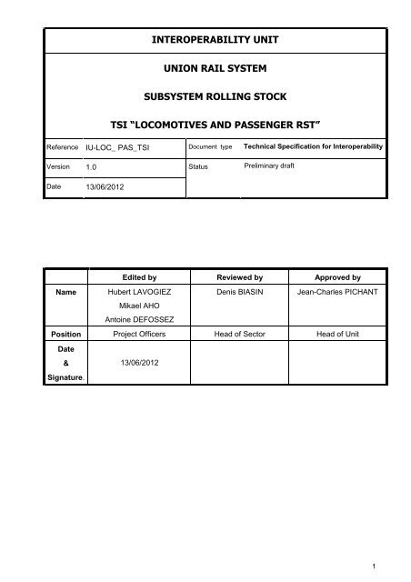 interoperability unit union rail system subsystem rolling stock tsi