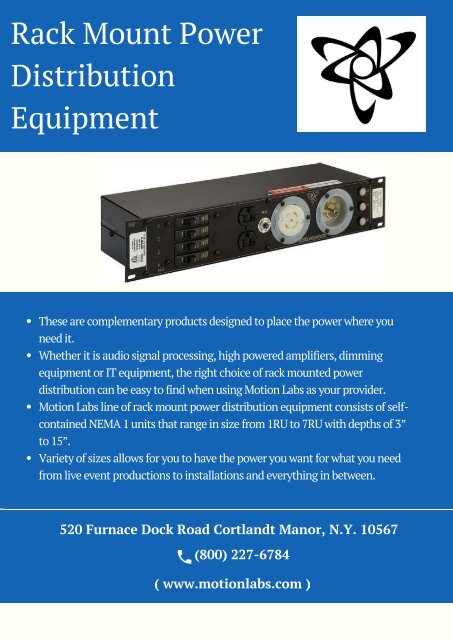 Rack Mount Power Distribution Equipment – Motion Lab