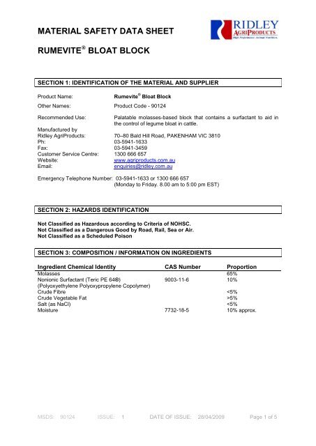 Rumevite Bloat Block 5% PE64 - 23 April 2009