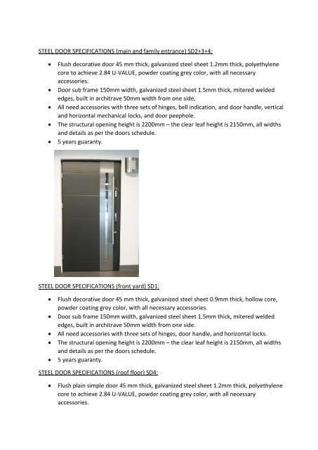 STEEL DOOR SPECIFICATIONS