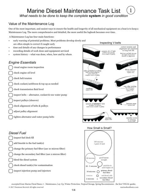 #1 Marine Diesel Maintenance Task List