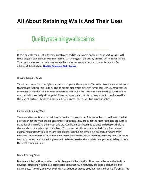 5 Quality Retaining Walls Cairns