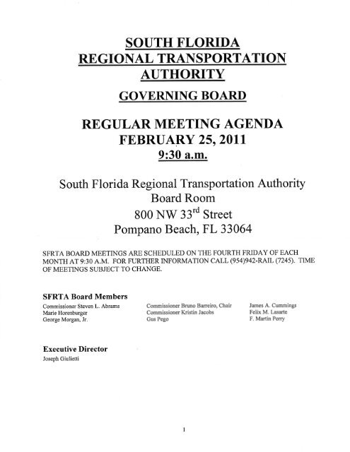 the South Florida Regional Transportation Authority