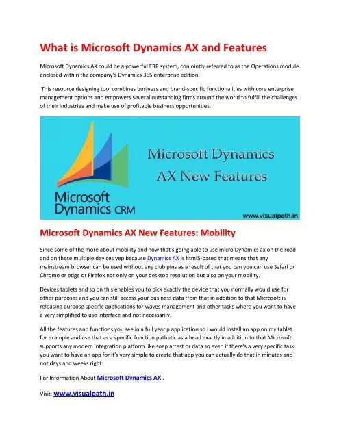 What is Microsoft Dynamics AX and Features