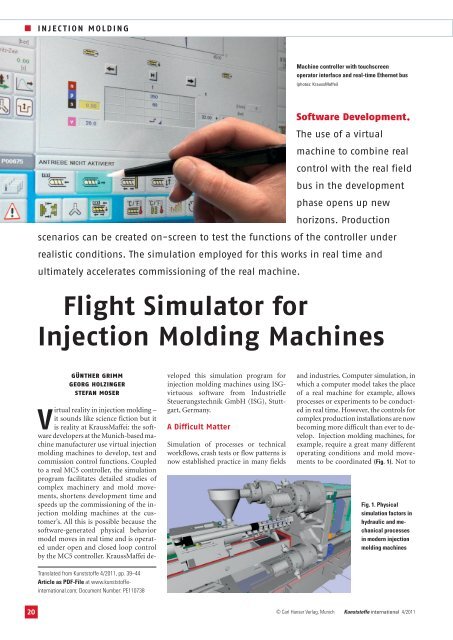 Flight Simulator for Injection Molding Machines - Krauss Maffei
