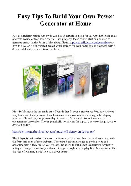 Easy Tips To Build Your Own Power Generator at Home