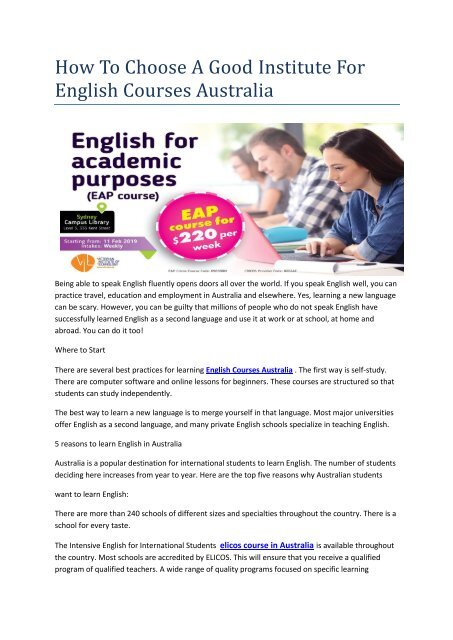English Courses Australia