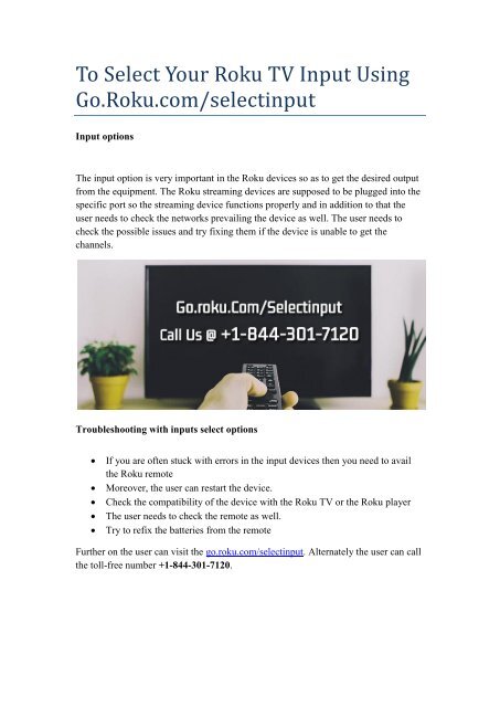 To Select Your Roku TV Input Using Go.Roku.com/selectinput