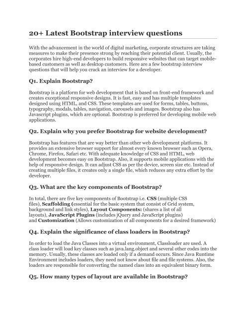 Bootstrap interview questions
