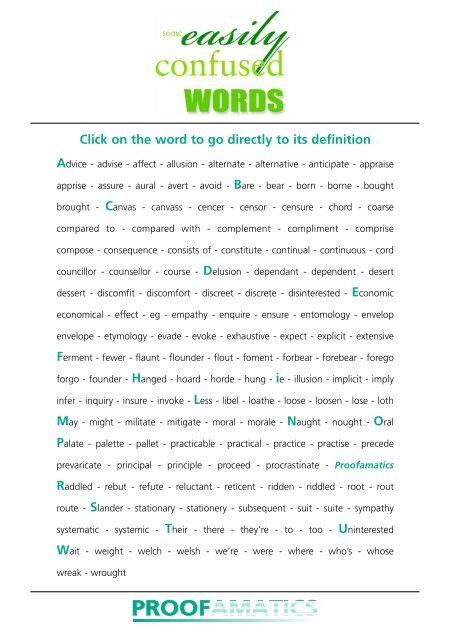 Some Easily Confused Words 2019