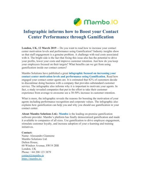 Infographic informs how to Boost your Contact Center Performance ...