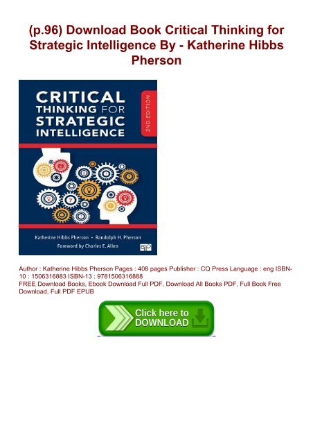 (p.96) Download Book Critical Thinking for Strategic Intelligence By ...