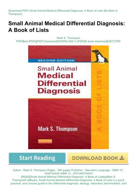[READ]Small Animal Medical Differential Diagnosis: A Book of ListsbyMark S. ThompsonFullBooks