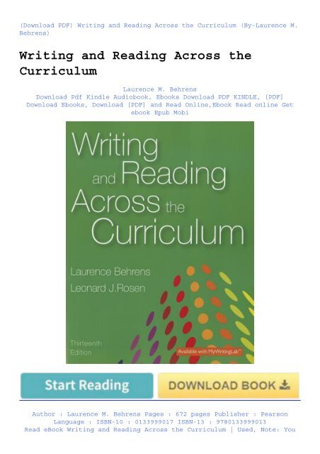 Read eBook Writing and Reading Across the Curriculum | Used