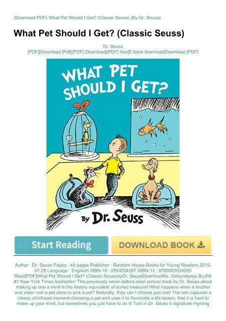 Read[PDF]What Pet Should I Get? (Classic Seuss)byDr. SeussDownloadfile