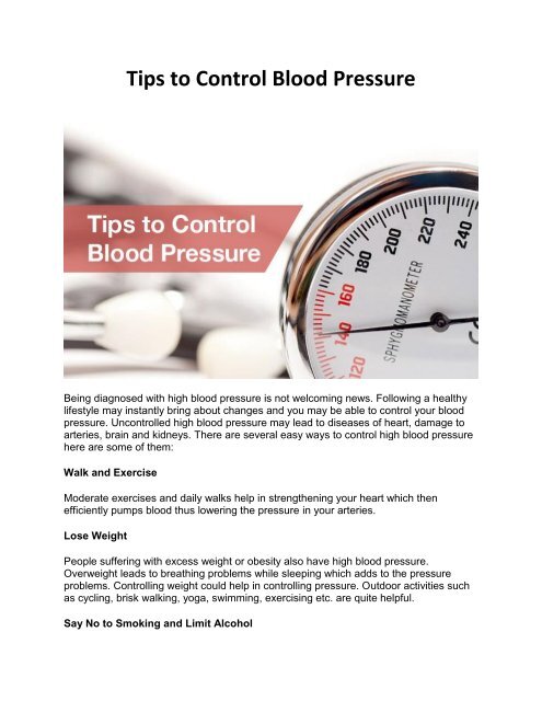 Tips to Control Blood Pressure