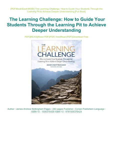 DOWNLOAD PDF Online The Learning Challenge: How to Guide Your Students ...