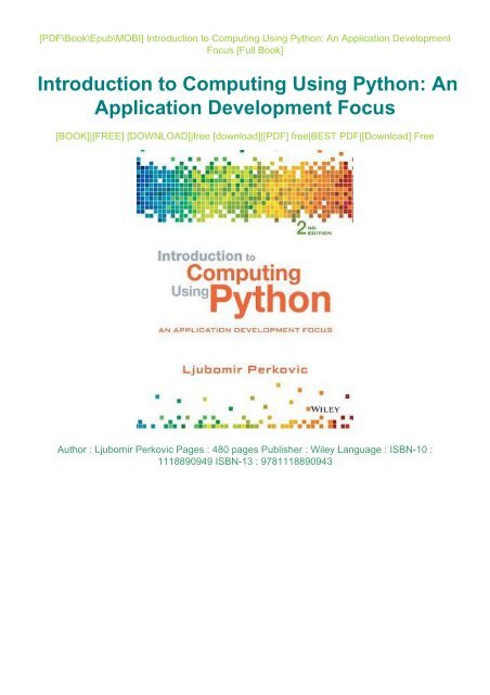 Pdf Download Ebook Free Introduction To Computing Using Python An