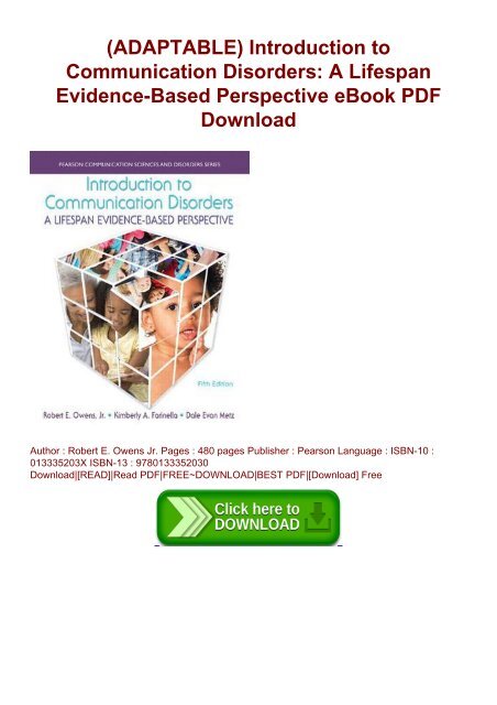 (ADAPTABLE) Introduction to Communication Disorders: A Lifespan Evidence-Based Perspective eBook ...