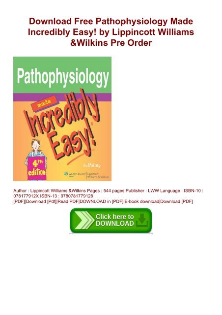 Download Free Pathophysiology Made Incredibly Easy! by Lippincott ...