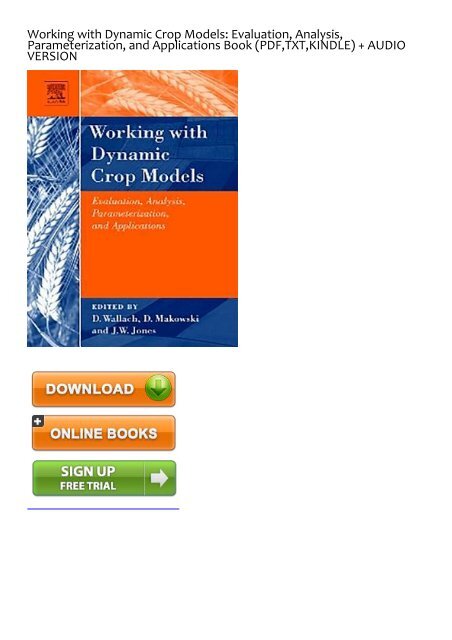 Recommend Working With Dynamic Crop Models Evaluation Analysis Parameterization And