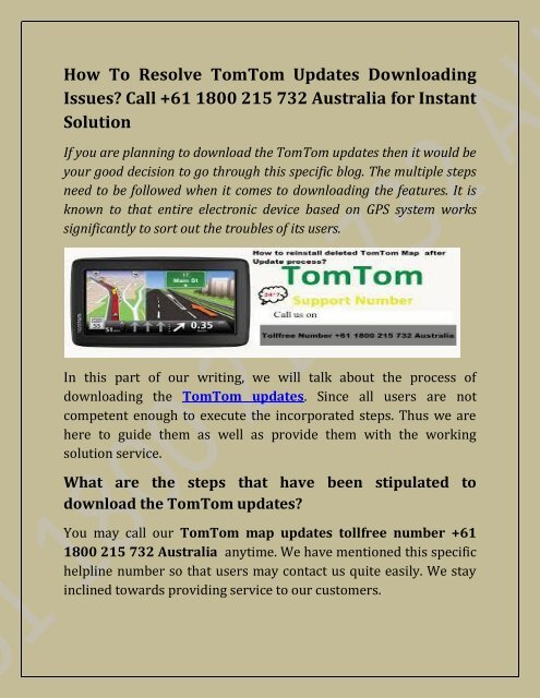 TomTom Support services