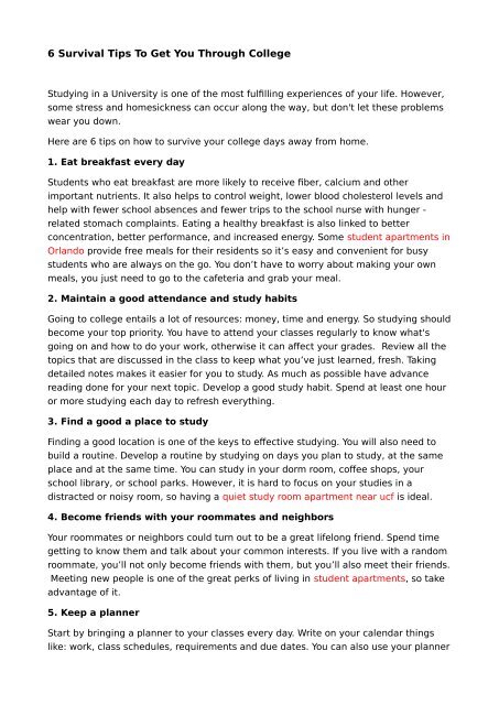 6 Survival Tips To Get You Through College