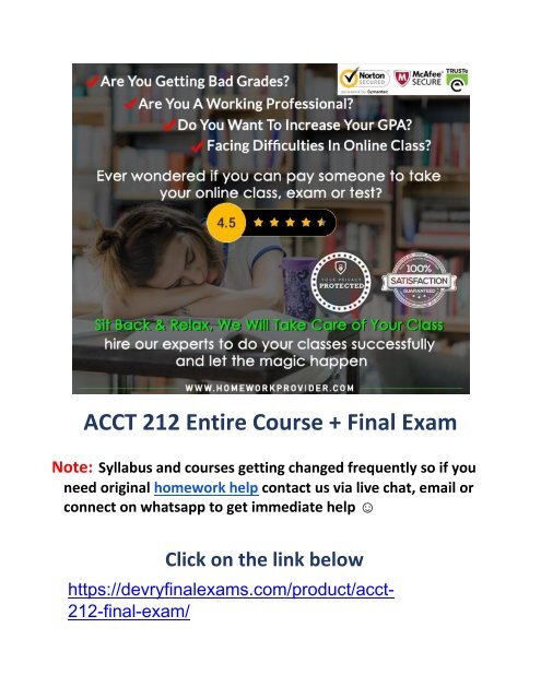 ACCT 212 Entire Course Final exam